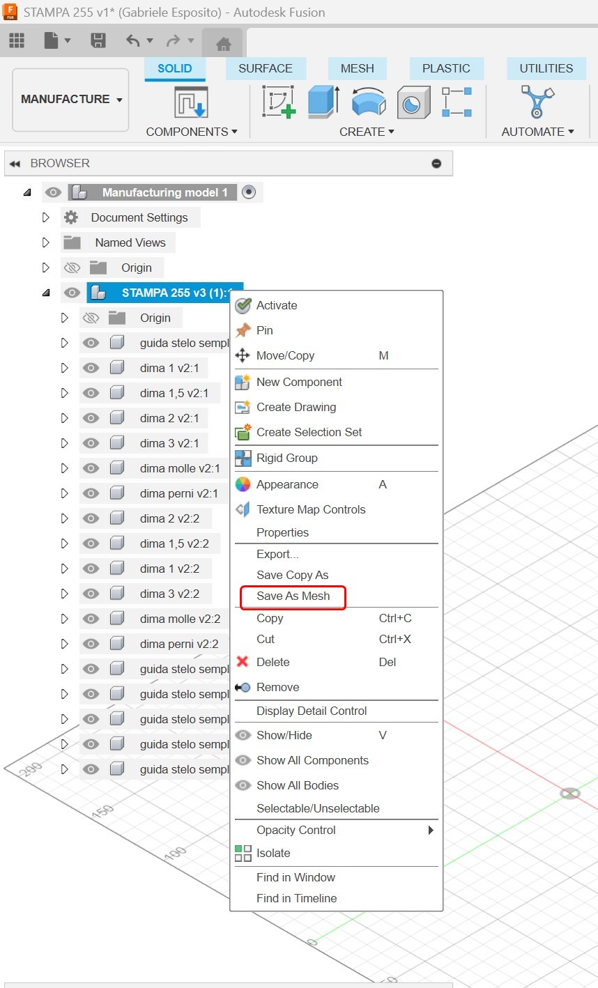How to export component bodies individually as STL or SLI from Fusion Additive