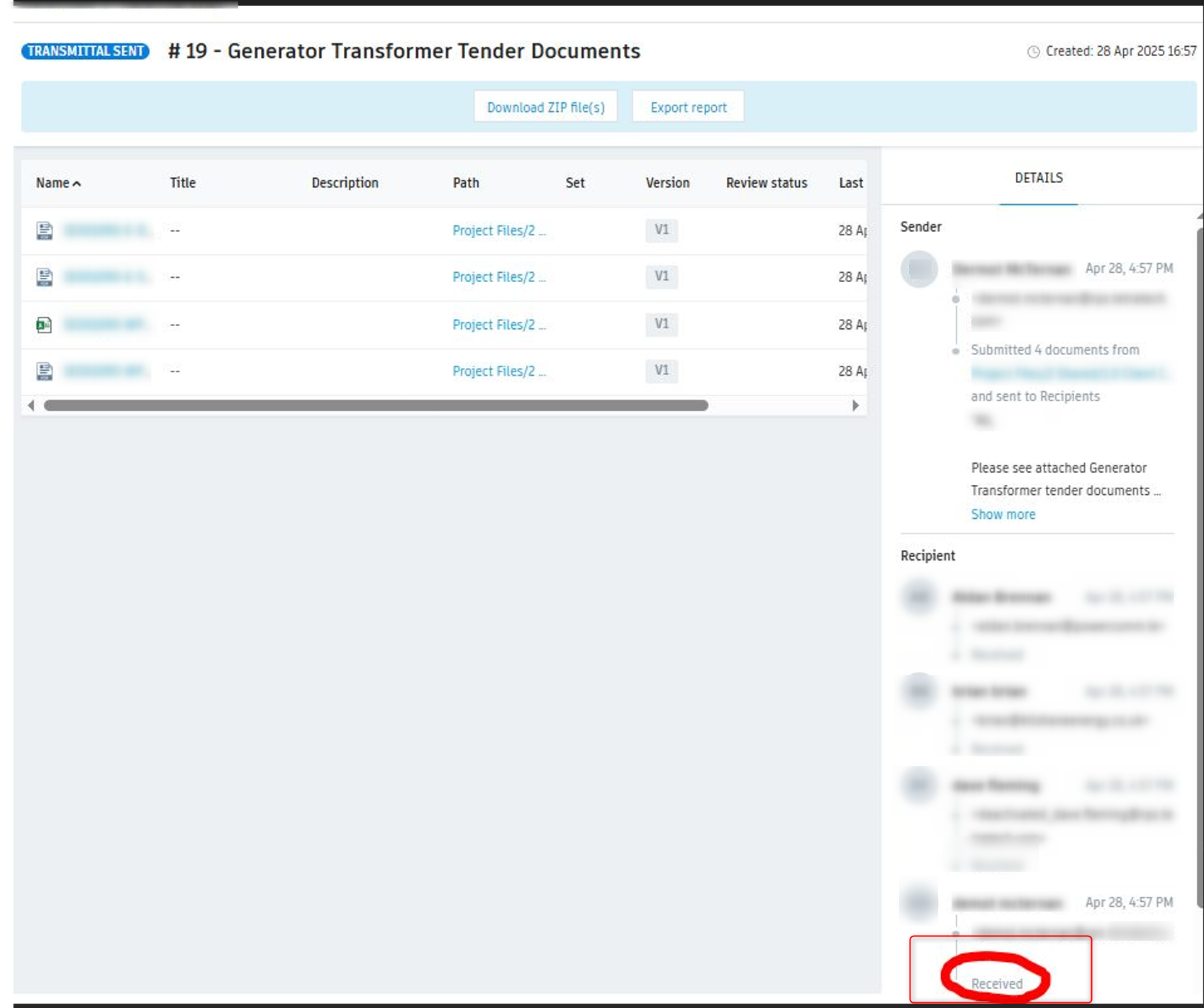 Email notifications for submitted transmittal not received in ACC or ...