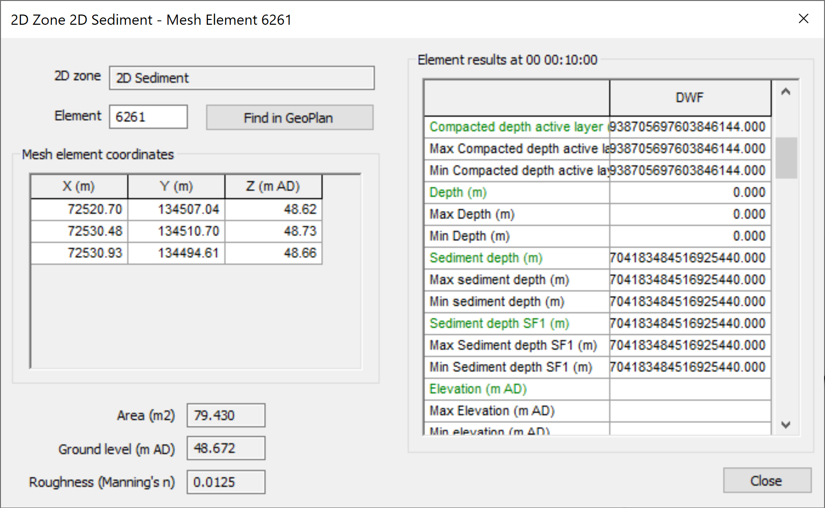 Unrealistically high 2D sediment depth values in InfoWorks ICM
