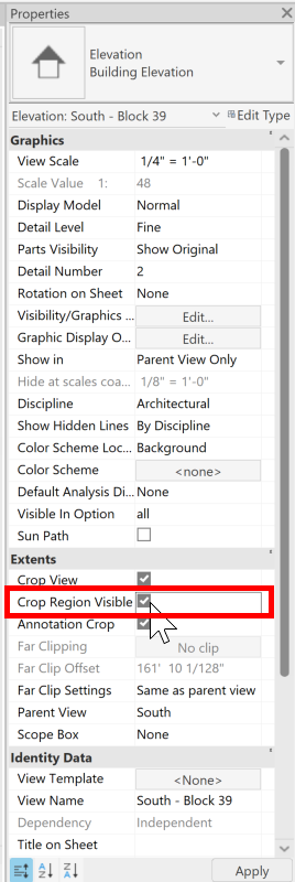 Cannot modify the Line Styles of a Crop Region in Revit