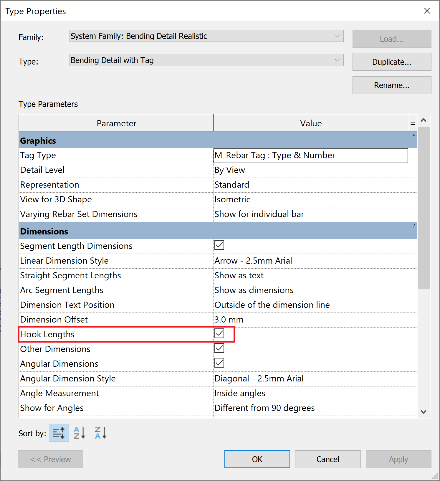 Hook lengths in Bending Details not displayed in Revit