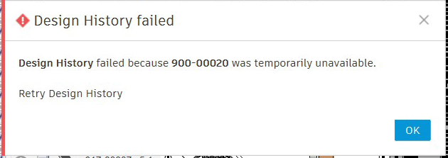 "Get Latest Failed", "Choose version failed", or "Design History failed ...
