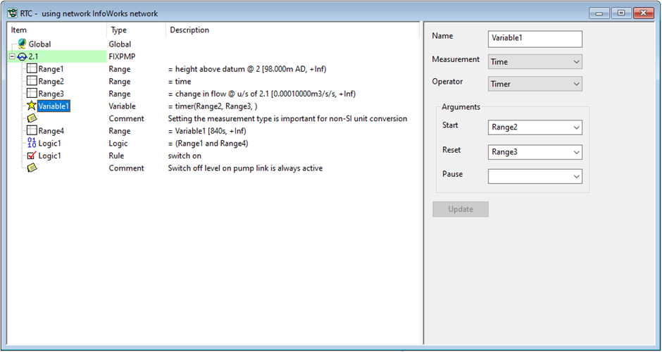Using RTC in InfoWorks ICM – How to use a variable as a timer to track time