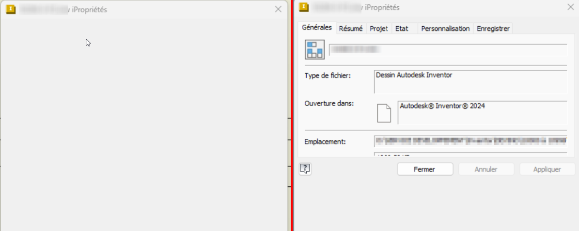 The iProperties Window is blank or not displaying correctly in Inventor