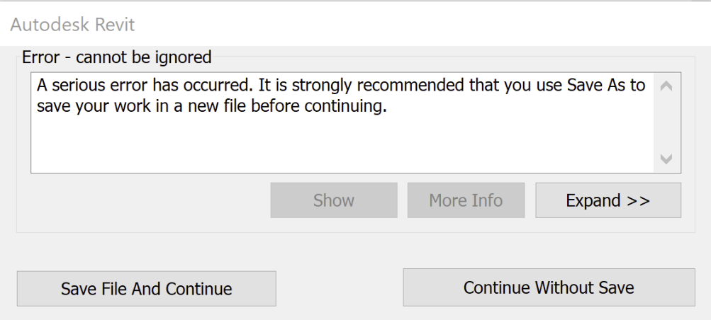 A Serious Error Has Occurred When Modifying Or Deleting Walls In A