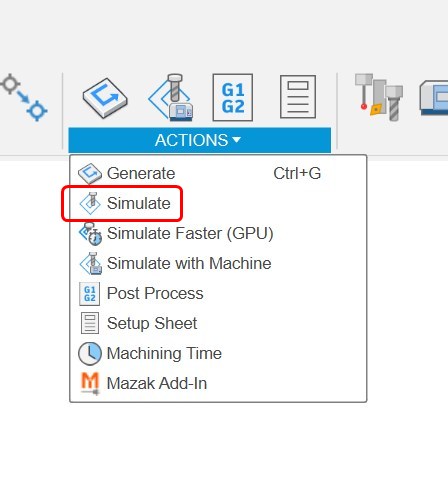 The tool moves from bottom to top during toolpath simulation in Fusion Manufacture