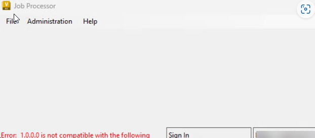 "Error: 1.0.0.0 is not compatible" appears after the Vault Job ...