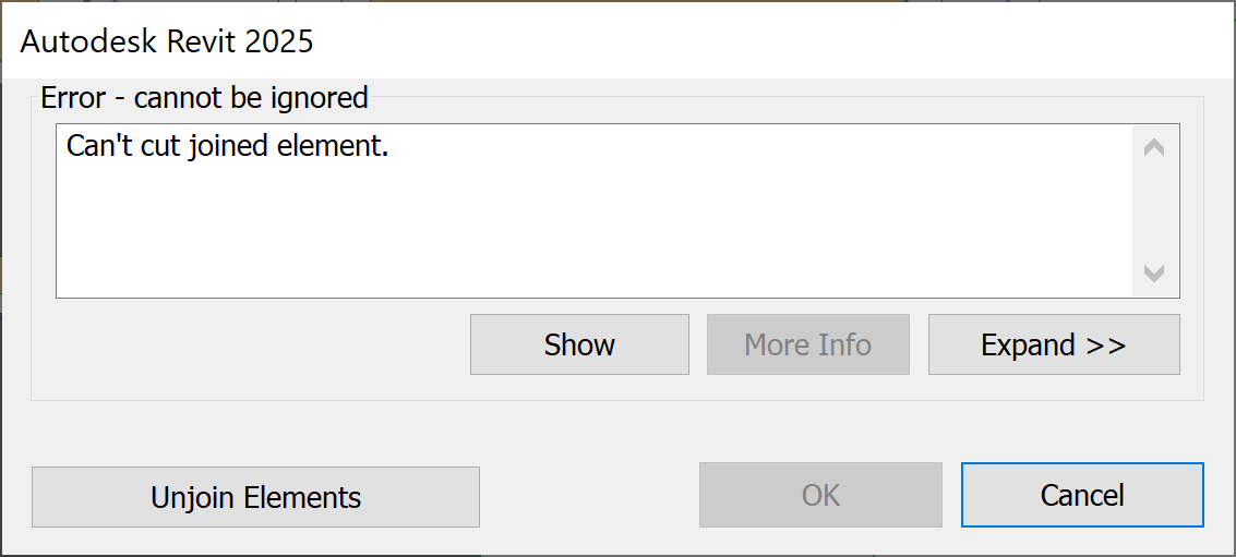“Can't cut joined element” when cutting the Floor with the Generic ...