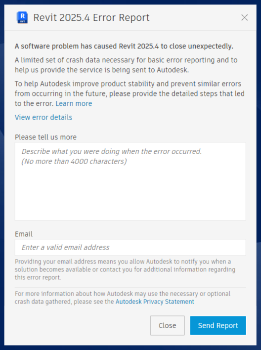 A Software Problem Has Caused Revit To Close Unexpectedly When Launching Revit Or Opening A