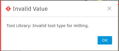 "Toolpath is not supported for the given tool and settings" error with radius mill tool in Fusion