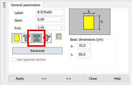 I-shaped beam button grayed out in the Provided Reinforcement module in ...