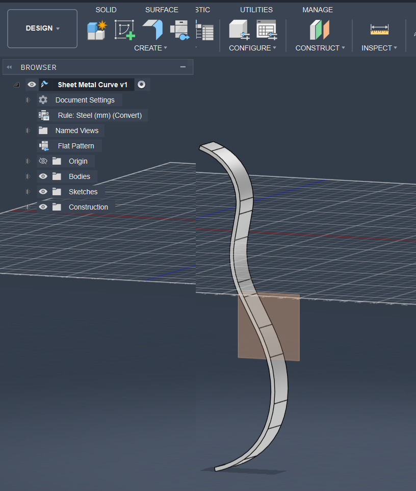 Multicurve sheet metal body will not create flat pattern in Autodesk Fusion