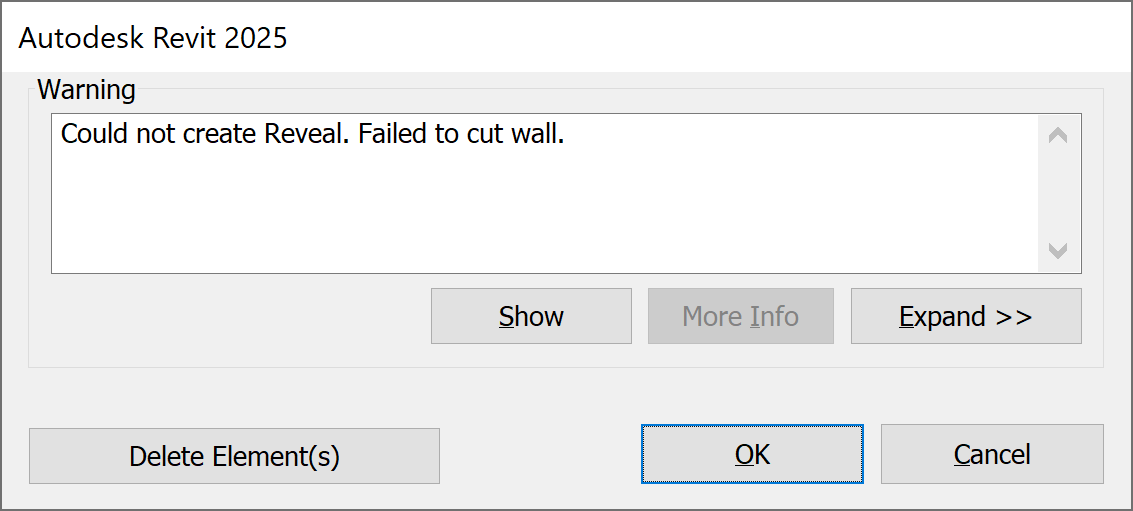 “Could not create Reveal” when creating a wall reveal in Revit