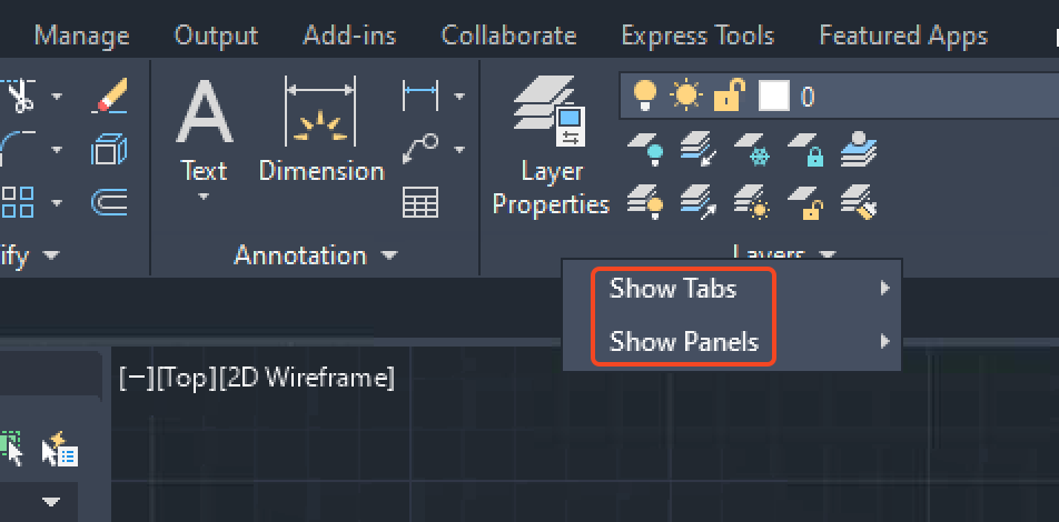 AutoCAD 2026 Help | Tabs, panels, or other controls are missing from ...