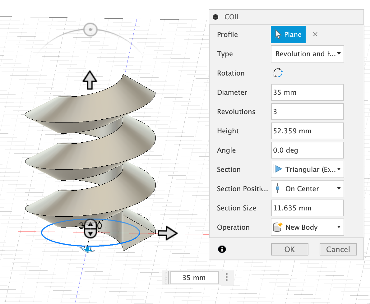 It is possible to select a custom shape section for coil command in Fusion?
