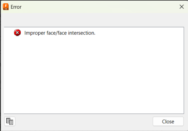 "Improper face/ face intersection" error when using split body command in Fusion