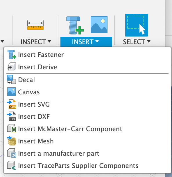 Insert Component is missing from the Insert drop-down in Fusion