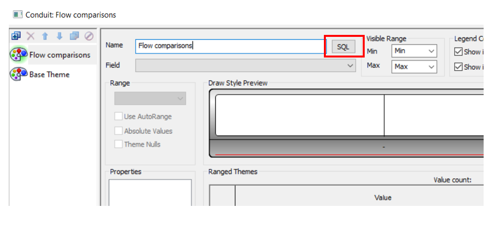 複数の結果に SQL テーマを適用する InfoWorks ICM