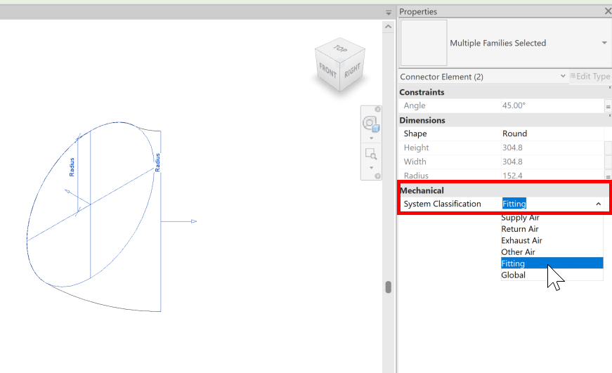Unable to change duct system type in Revit