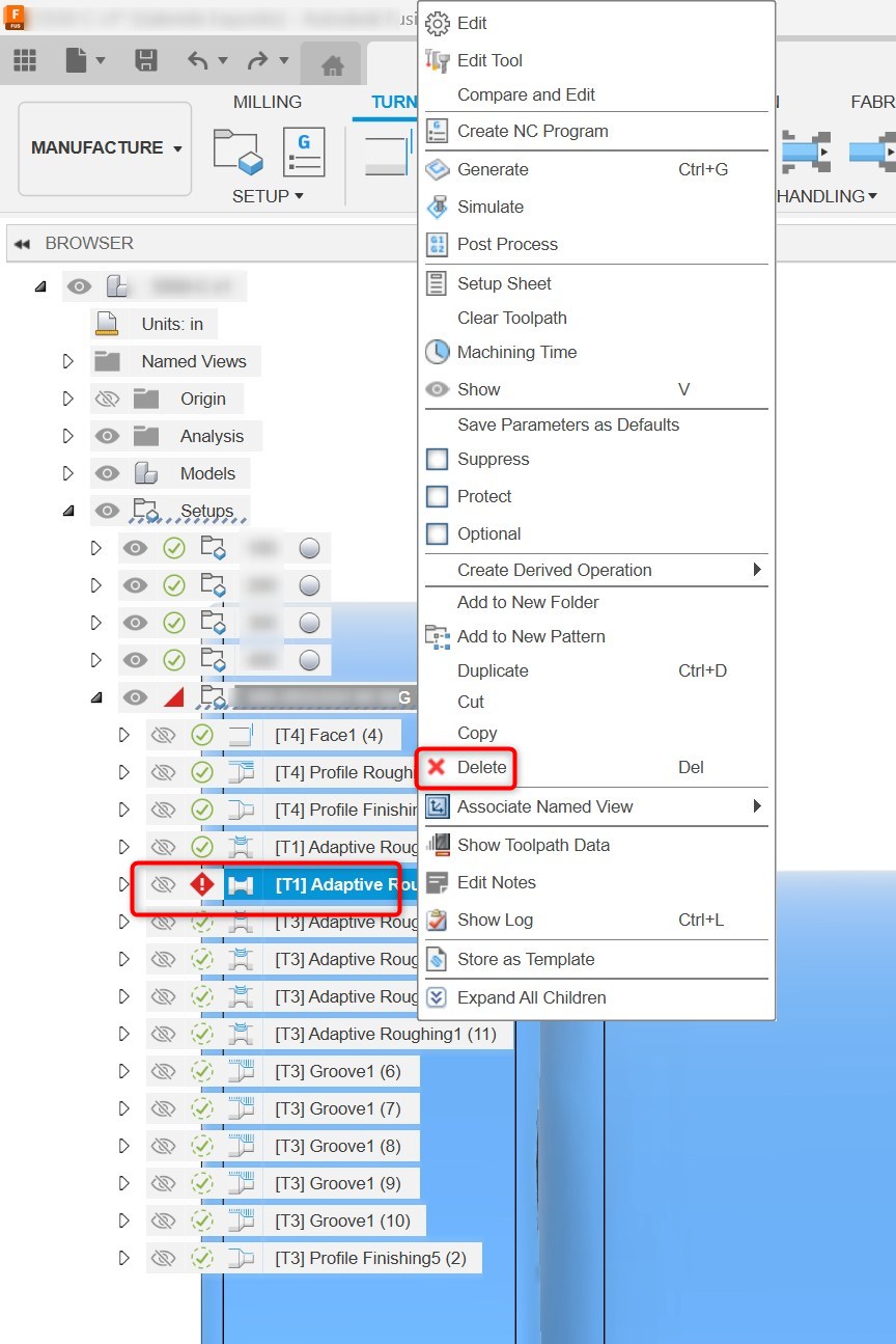 Rest machining does not work for roughing turning toolpath in Fusion Turning