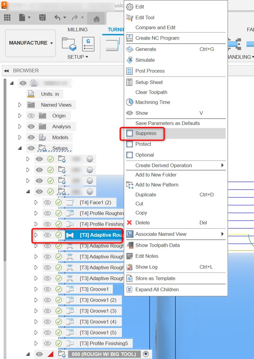 Rest machining does not work for roughing turning toolpath in Fusion Turning