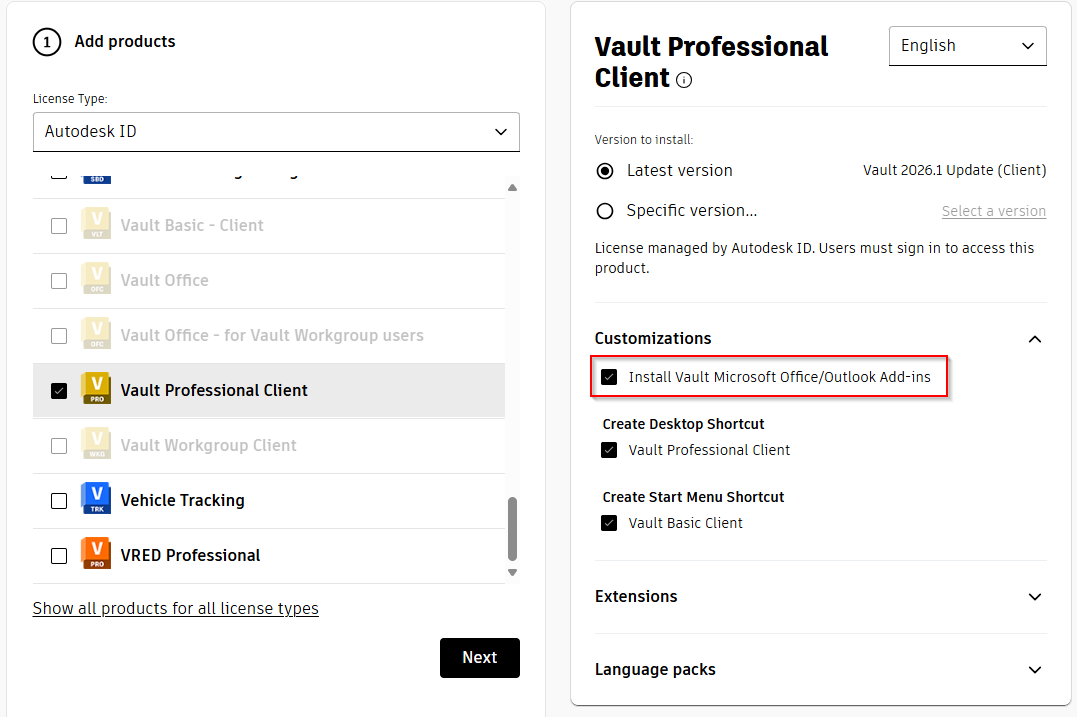 Vault Add-in for Microsoft Office not available in Vault