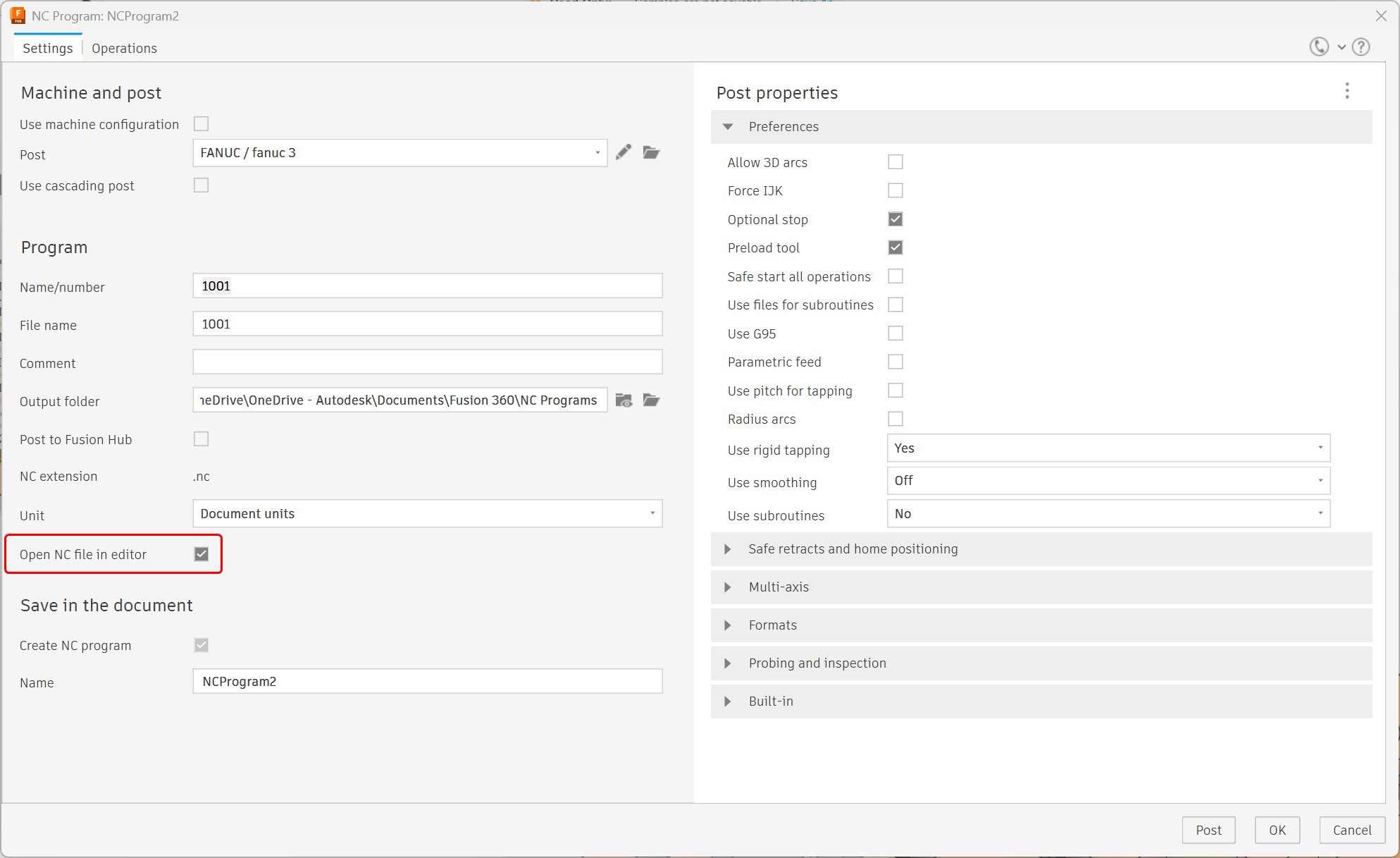 Visual Studio Code or other NC file editors do not open when posting NC file in Fusion Manufacture