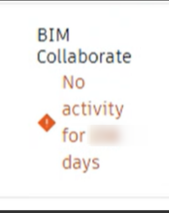 ‘No activity for ... days’ message displayed next to BIM Collaborate ...