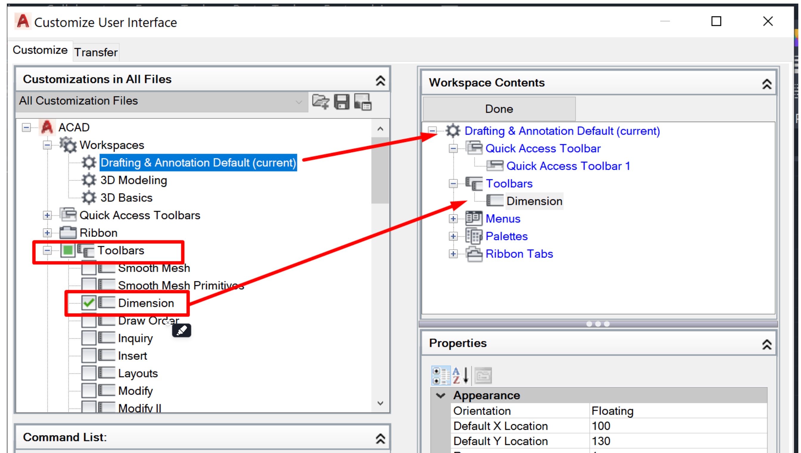 Comment restaurer l’espace de travail classique dans les produits AutoCAD basés sur Windows