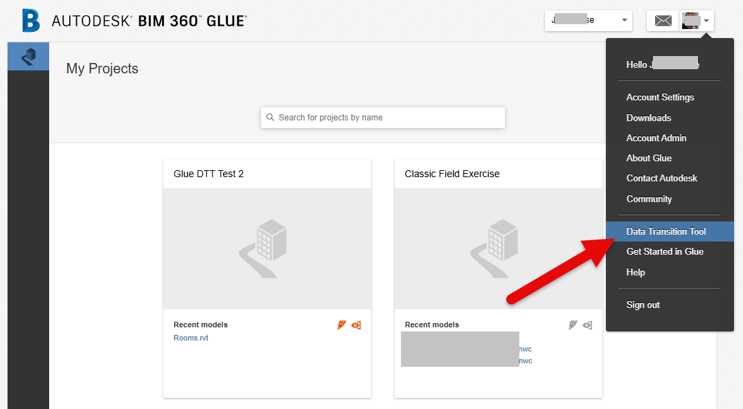 How to create a report that lists BIM 360 Glue projects?