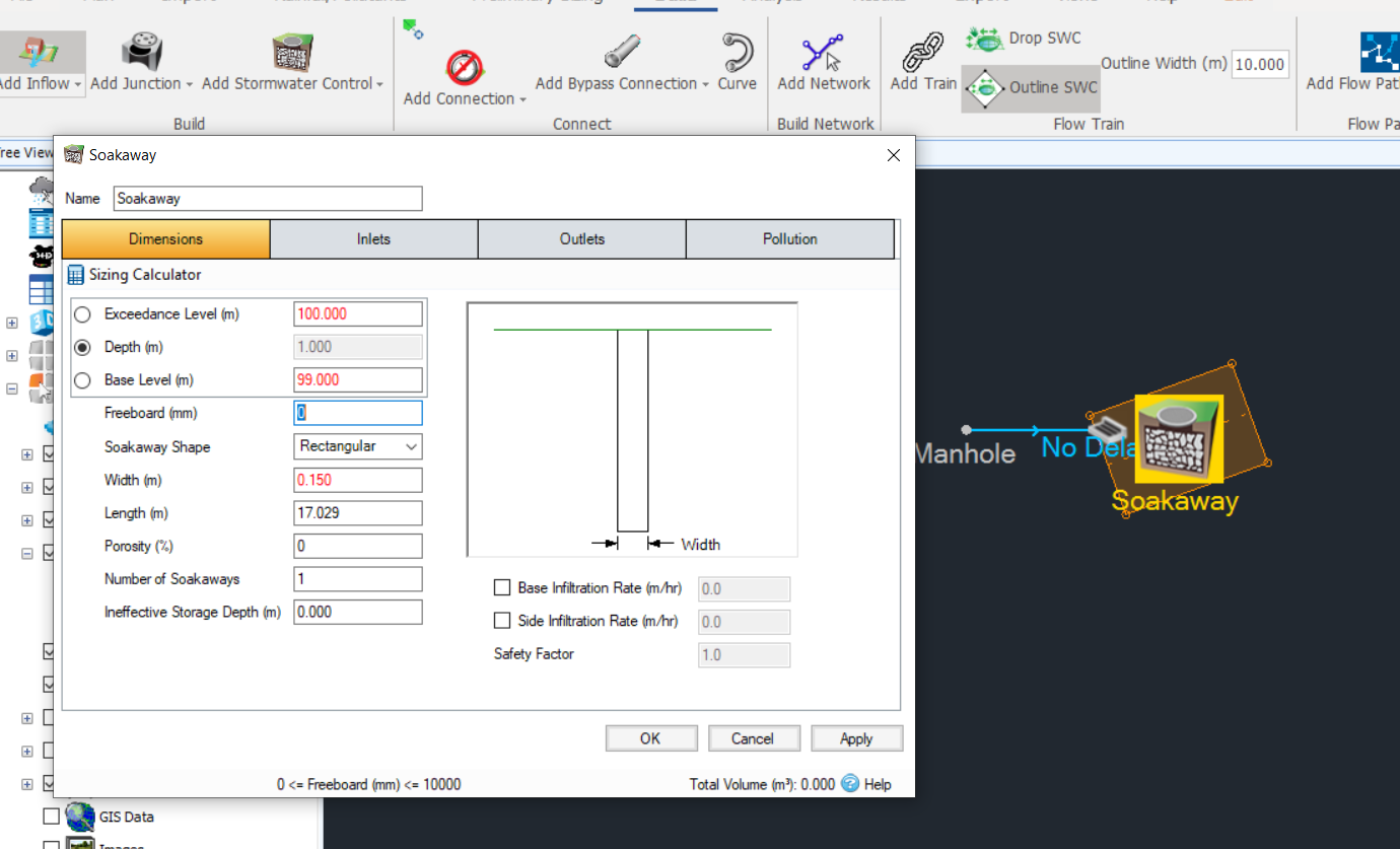 How to model a deep bore soakaway in InfoDrainage