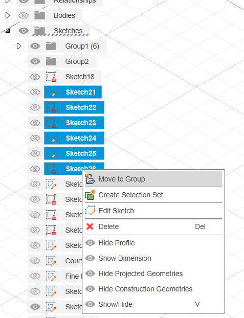 How to create folder/group to move and organize sketches in Fusion ...