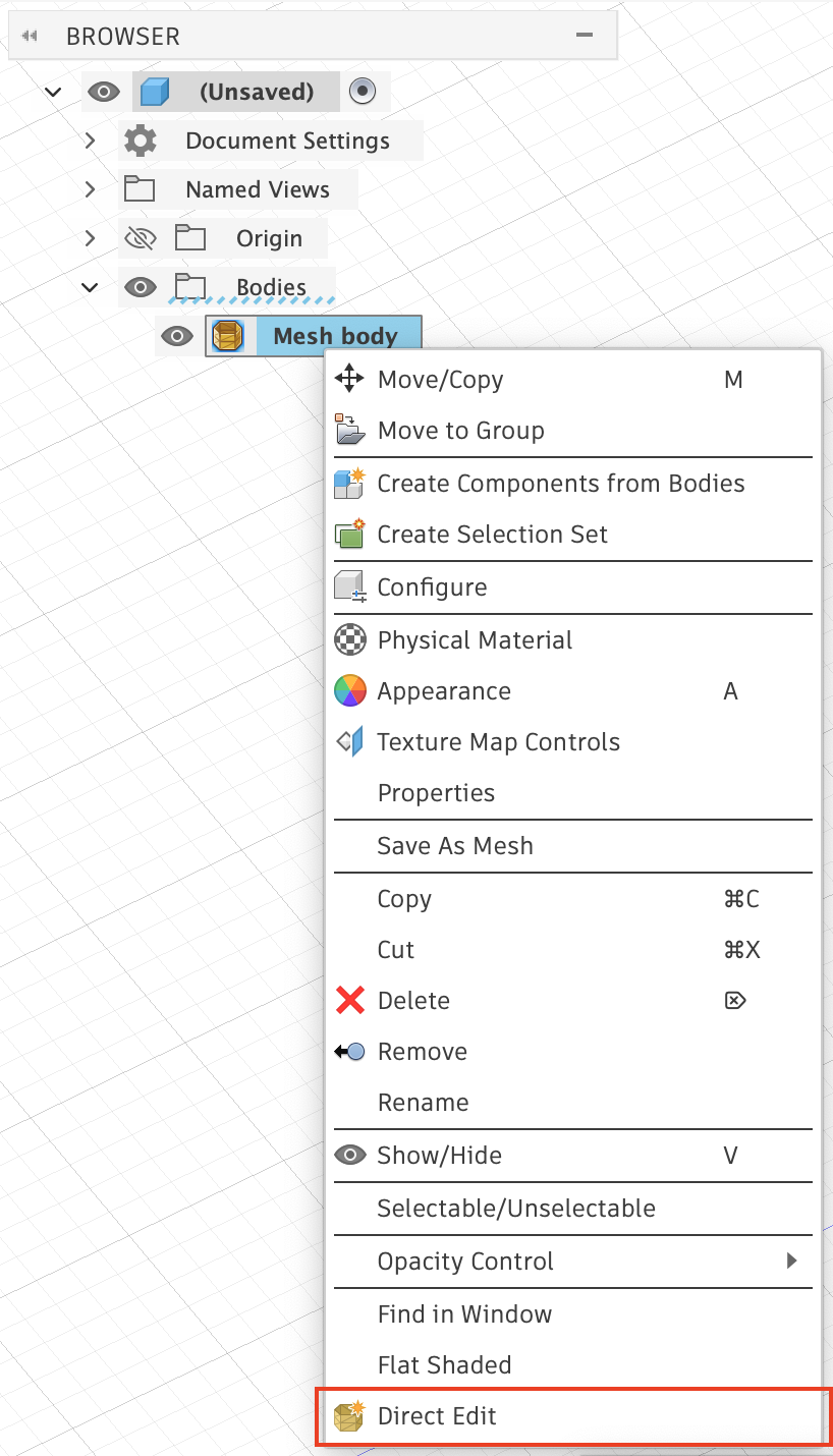 is it possible to project a section of a mesh onto a sketch in Fusion
