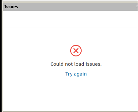 "Could not load Issues. Try again" displays when opening a model in ...