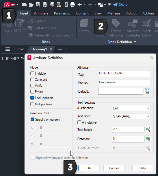 How to map an AutoCAD attribute to a Vault property