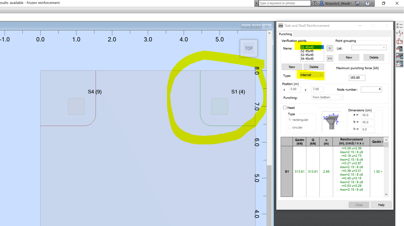 "Punching requirements have not been fulfilled" reported while slab provided reinforcement ...