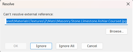Error "Can't resolve external reference" when NWD file is opened in Navisworks Freedom