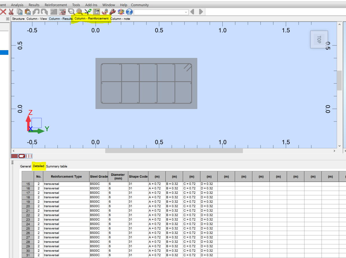 How to define arbitrary tie layout for column provided reinforcement in ...