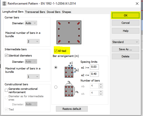 "Cross section dimensions are too small" while provided reinforcement for concrete column design ...