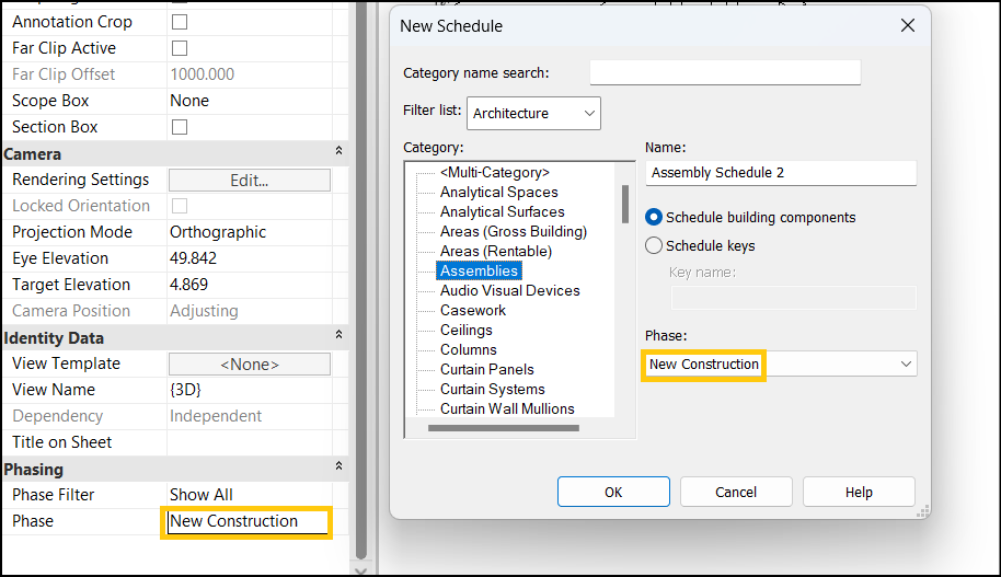 Assemblies are not displayed in Revit schedule