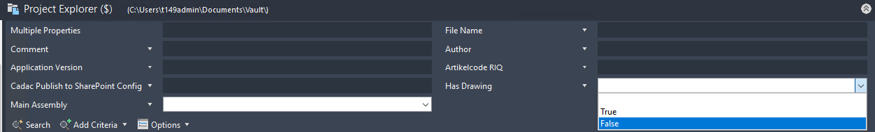 Inconsistent Value Field Colors for Boolean Selection in Vault search