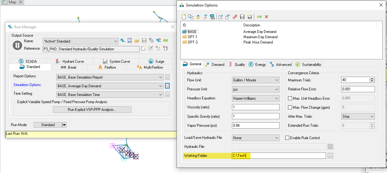InfoWater Pro simulation fails with Error: hydraulic simulation failed due to hydraulic run ...