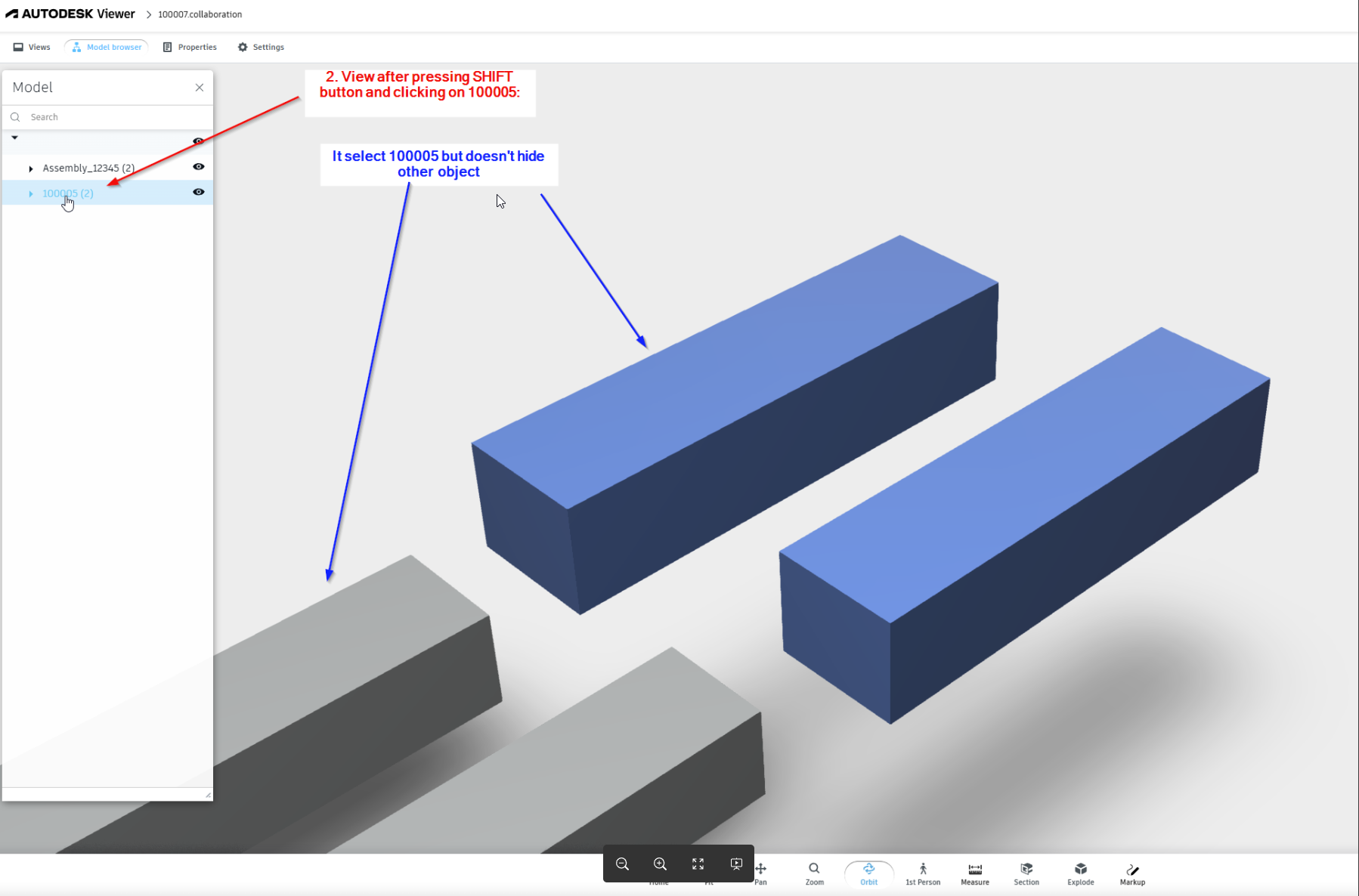 Clicking on search results with pressed SHIFT in Model Browser hides all other components in ...