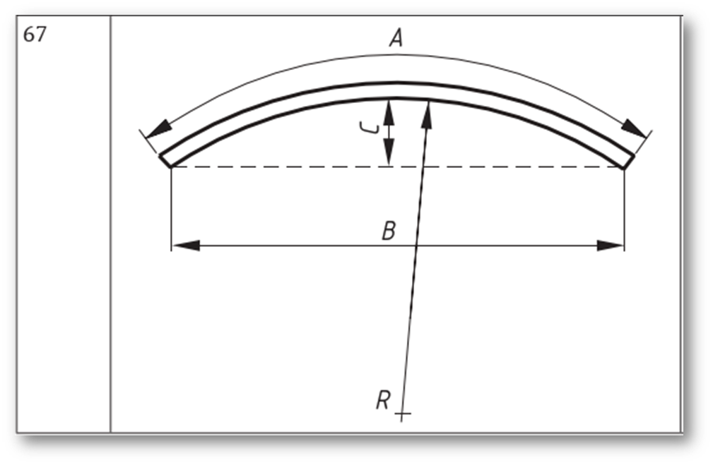 How does Revit calculate A, B, C, R dimensions for rebar shape “67”