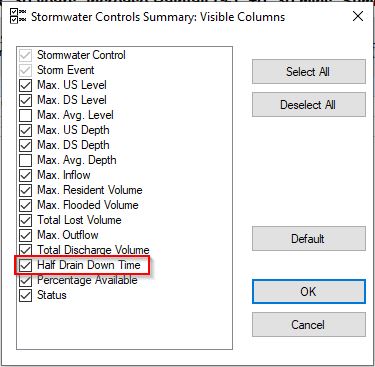 How to calculate Half Drain Down Time (HDDT) in InfoDrainage v2026.2?
