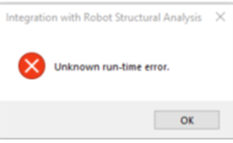 Unknown run-time error while SMXX model opening in Robot Structural Analysis 2025