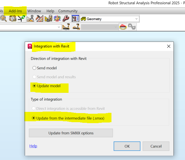 Unknown run-time error while SMXX model opening in Robot Structural Analysis 2025