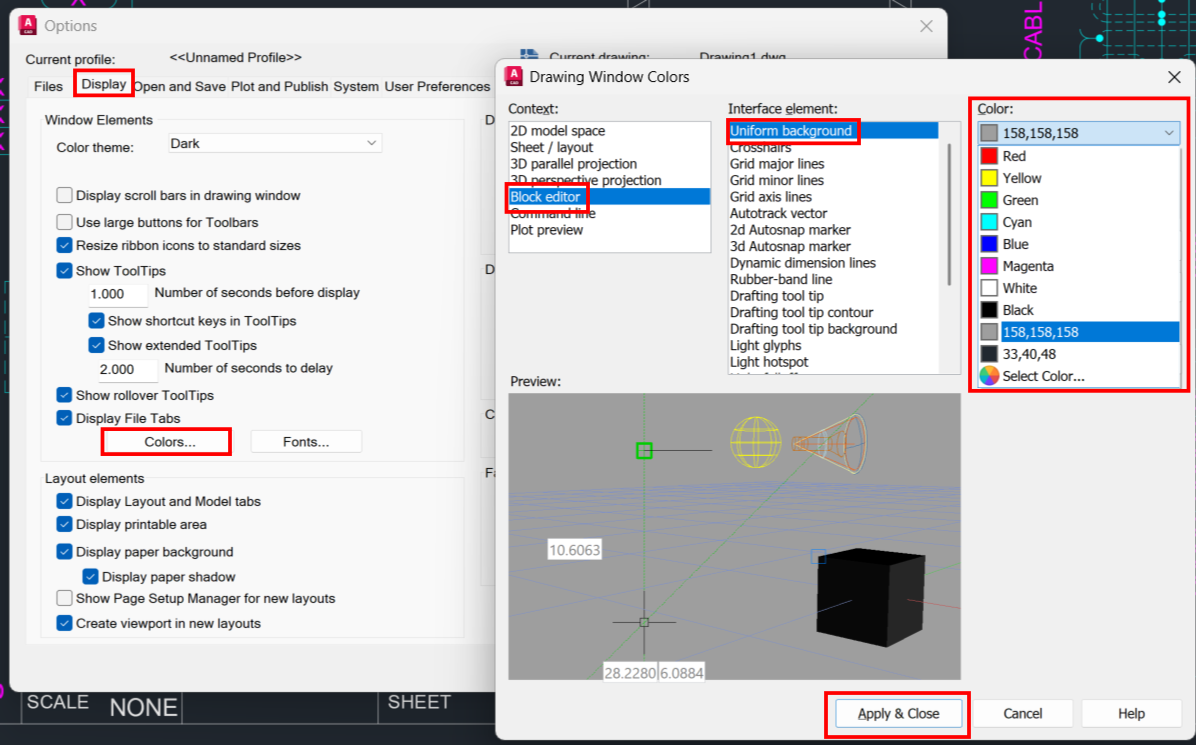 How to Change the Block Editor Background Color in AutoCAD Products