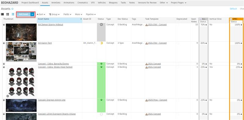 “添加资源”按钮似乎已部分禁用，添加资源的唯一方法是在 Flow Production Tracking 中通过外部电子表格导入