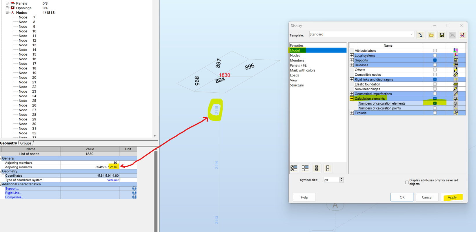 Not existing finite element reported as adjoining to selected node in Object Inspector in Robot ...